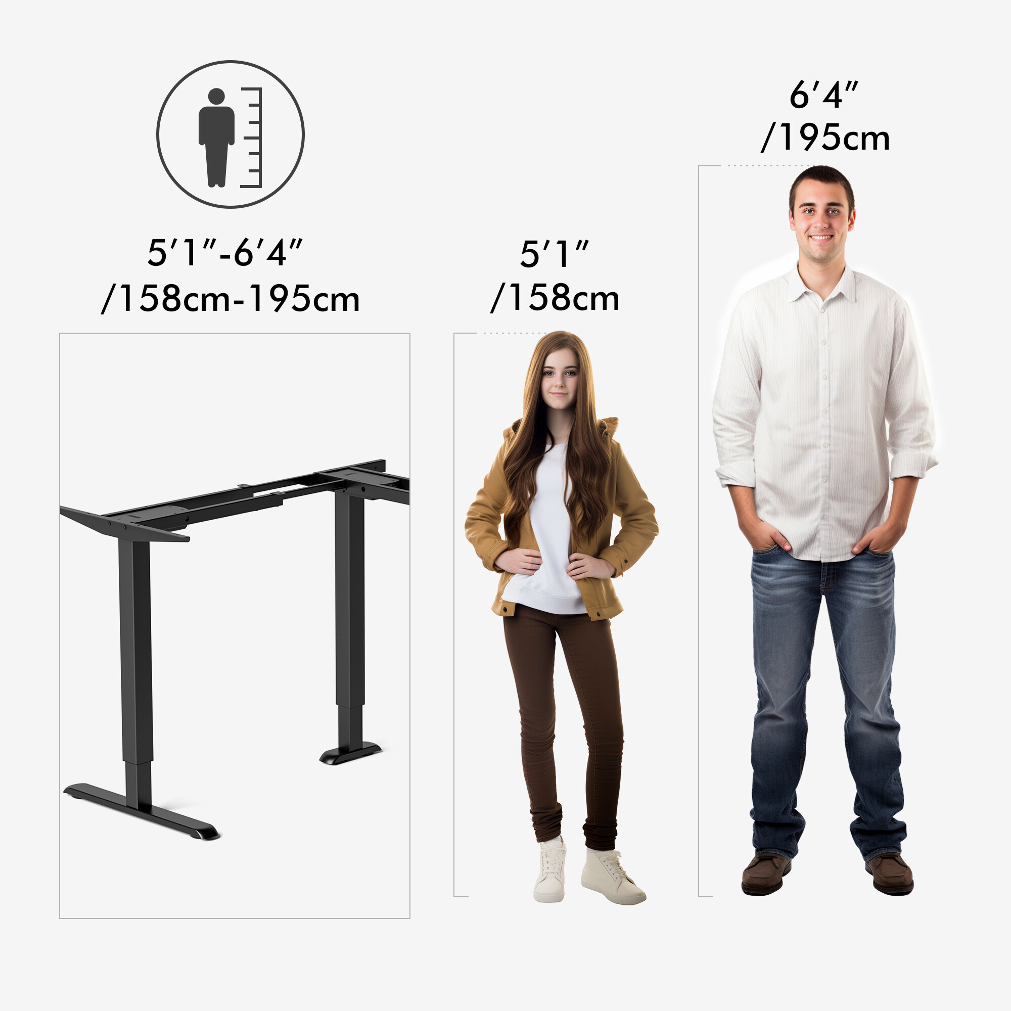 FEZiBO Triple Motor Reversible L-shaped Standing Desk Frame Only ...